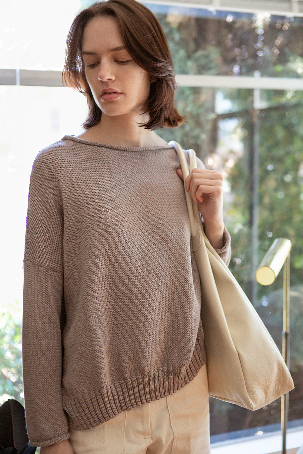 Gabrielle Cotton Rollneck Sweater in Doe