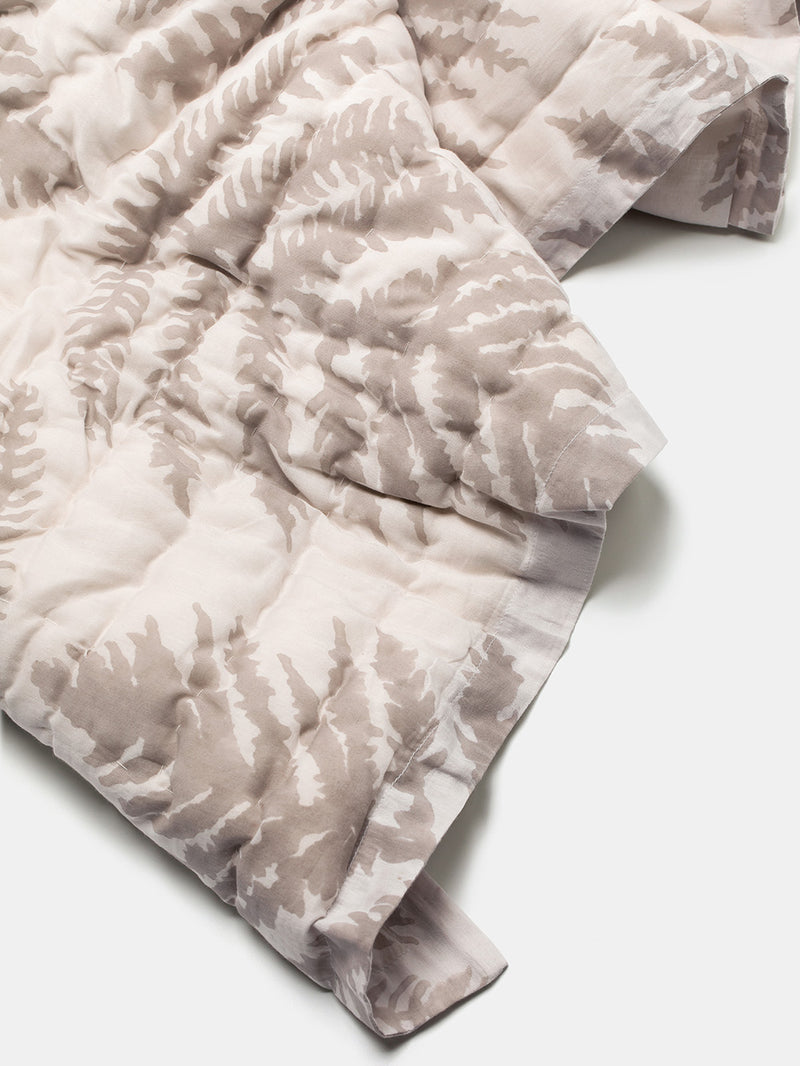 Cotton Hand-stitched Quilt in Dove Fern